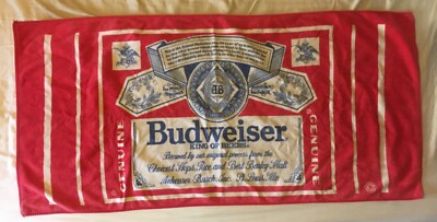VINTAGE BUDWEISER BEACH TOWEL King of Beers Anheuser Busch HUGE 55" x ...
