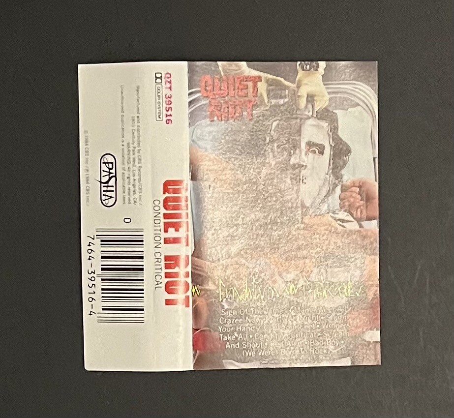 Quiet Riot - Condition Critical Cassette Tape - Pasha - 1984 - Hard ...