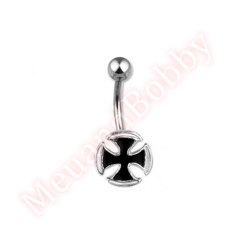 Gothic Iron Cross Belly Button Navel Bar Ring Barbell Body Piercing ...