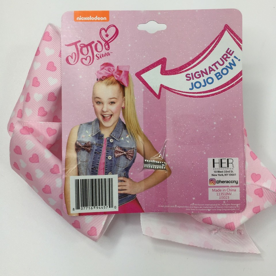 JoJo Siwa Signature Collection pink+white Hearts BEAUTIFUL Ribbon 8 ...