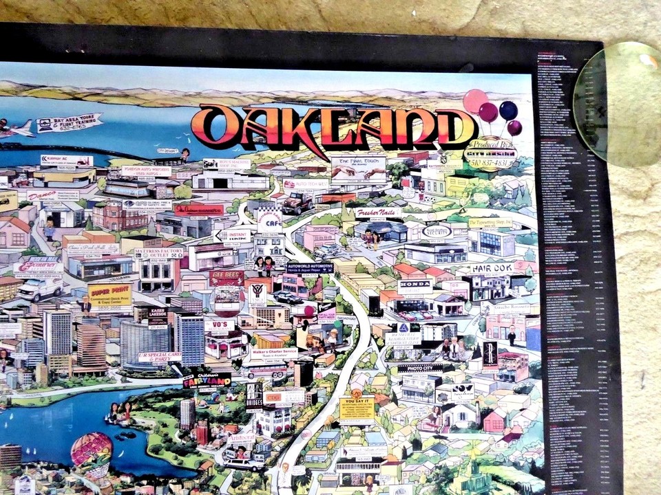 LOVELY CARTOON MAP OAKLAND CALIFORNIA 1994 | eBay