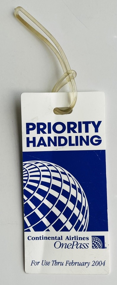 Continental Airlines OnePass Elite -Priority Handling Baggage Tag - 2003 | eBay