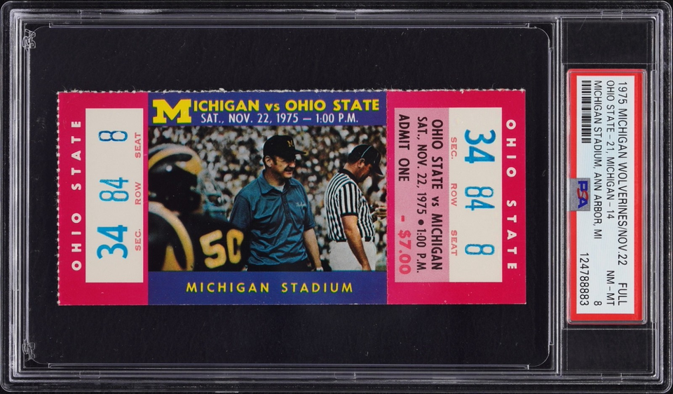 PSA 8 - OHIO STATE BUCKEYES v MICHIGAN WOLVERINES 1975 NCAA FULL ...