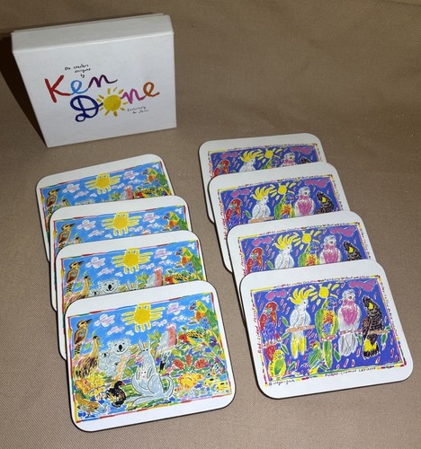 Set of 8 Ken Done for Jason Cork Coasters Australian Animals and ...
