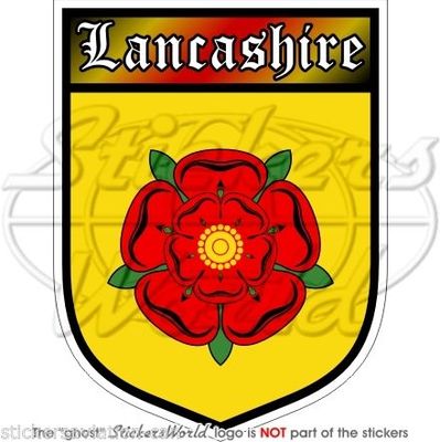 LANCASHIRE Red Rose of Lancaster Shield Vinyl Bumper Decal-Sticker 4 ...