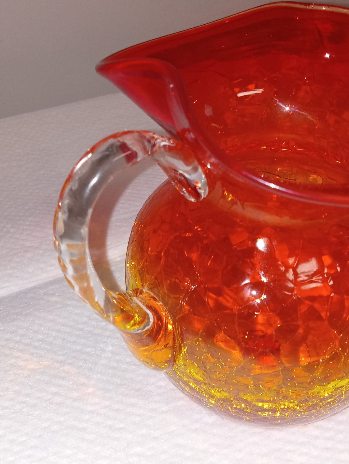 Vintage Amberina Cracked Glass Creamer Vase Pitcher With Clear Rib ...
