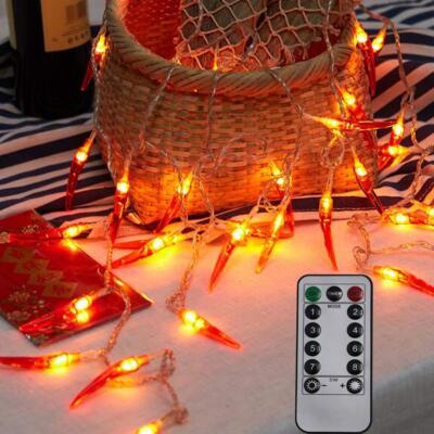 Red Chili String Lights,20ft 40 LED Chili String Lights Battery ...