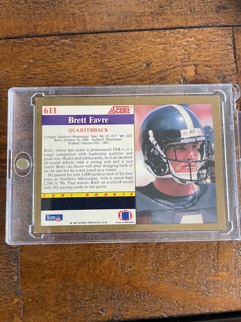 Brett Favre 1991 Score #611 Rookie Card! Ole Miss uniform | eBay