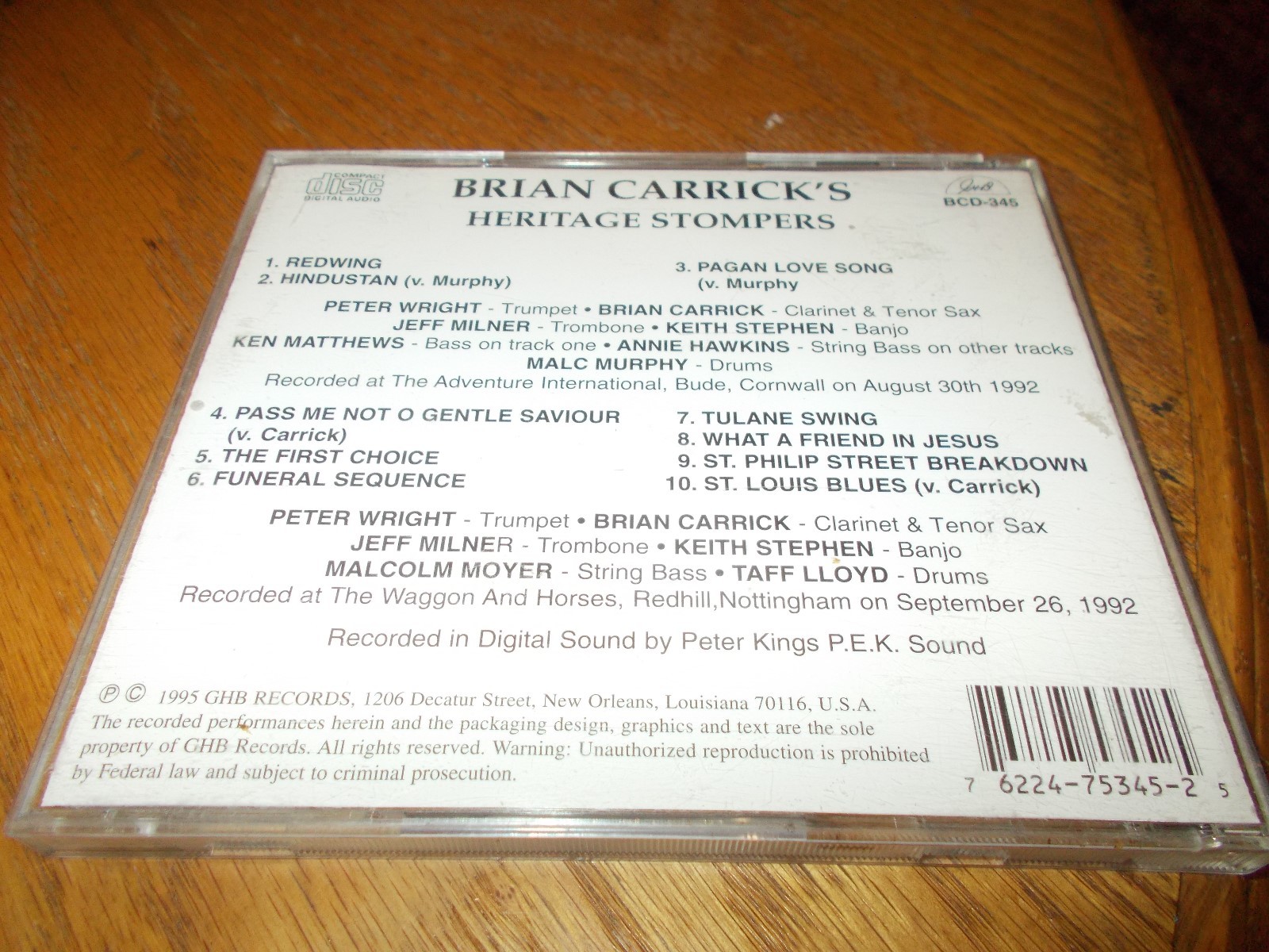 Brian Carrick's Heritage Stompers by Brian Carrick (CD, Dec-1999, GHB ...