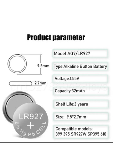 AG7 X 10 T&E LR927 LR57 395 399 SR927W SR57 Calculator Watch BATTERY ...