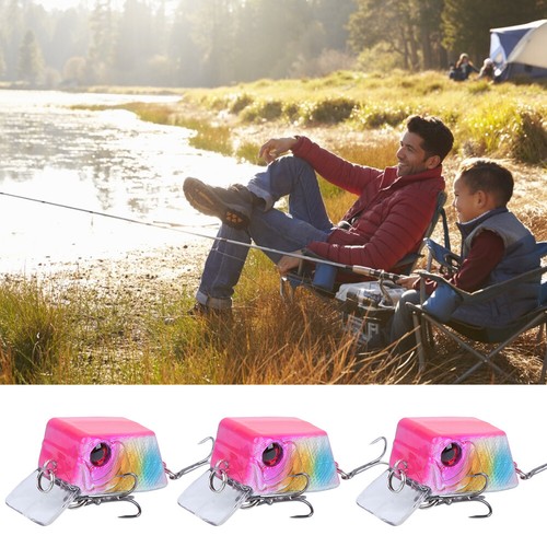 Gd1 3pcs Cube Mini Bait Artificial Fish Lure Fishing Tackle Tool With ...