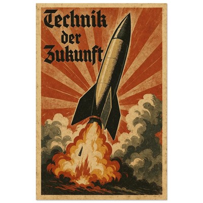 V2 Rocket Repro Print Poster Technology of the Future Vintage WW2 ...
