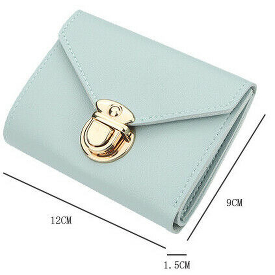 Small Leather Compact Bifold Button Pocket Wallet Card Case Purse with ...
