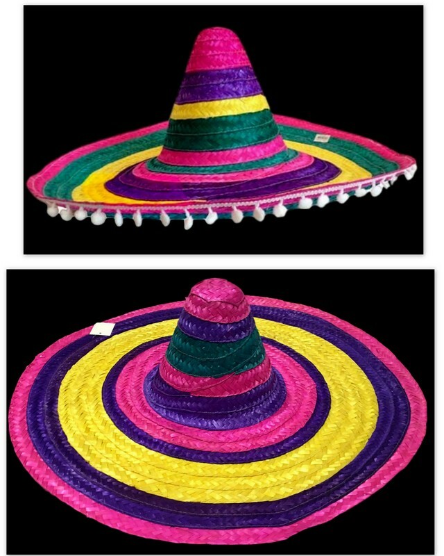 Rainbow Mexican Hat Spanish Straw Hat Sombrero Hat Fiesta Fancy Dress ...