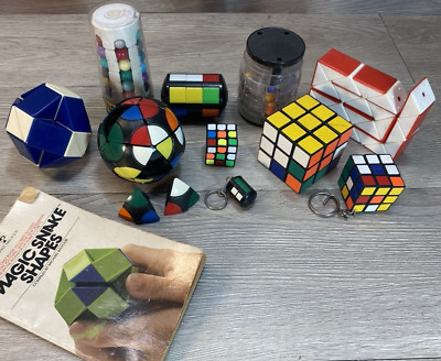 VTG 80s Rubik’s cubes, Puzzle Lot of 11 key chains, Snakes, Ivory Tower ...