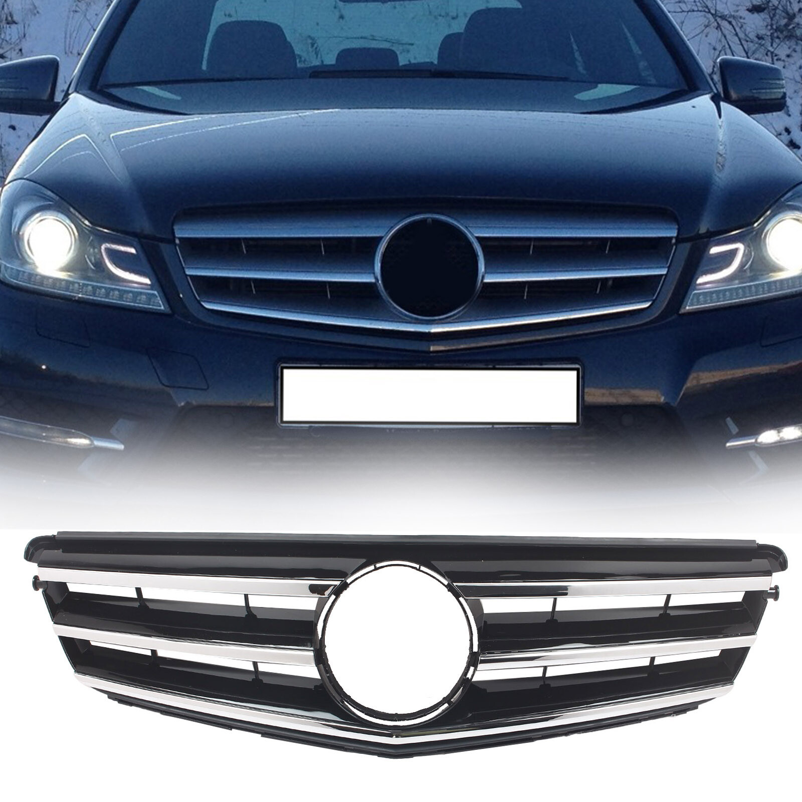 For Mercedes Benz W204 C Class Front Radiator Grill Black Sport Grill ...