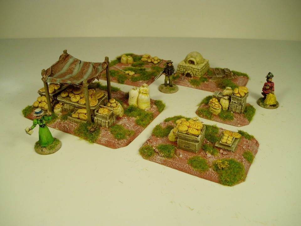 28MM MARKET STALL SET BAKERS BAKERY PAINTED COLONIAL SCATTER TERRAIN ...