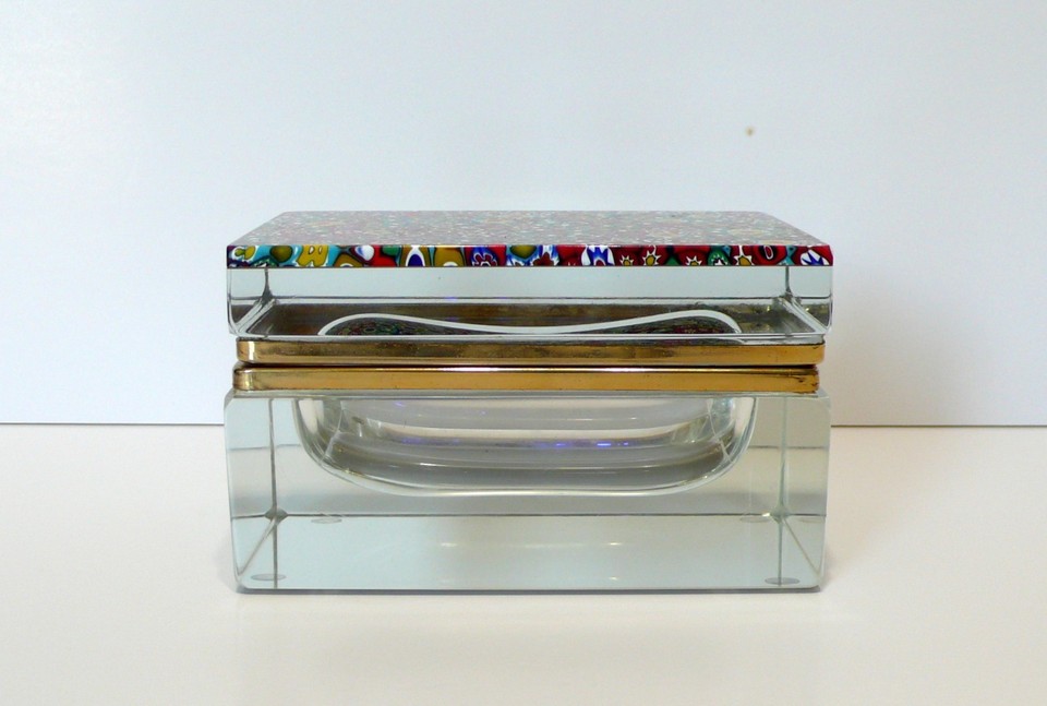 RESERVED Murano MANDRUZZATO Millefiory Crystal Glass Casket Jewelry ...