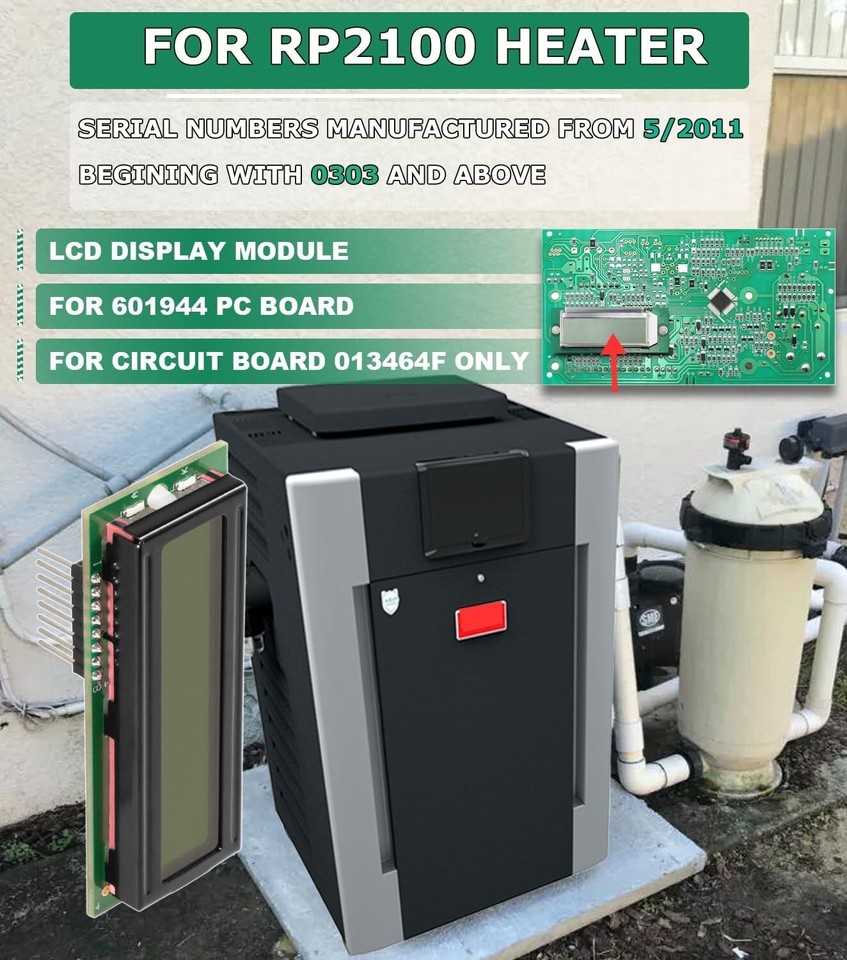 013640F LCD Display Pool Stat Kit for Raypak RP 2100 Pool Heater 185B ...