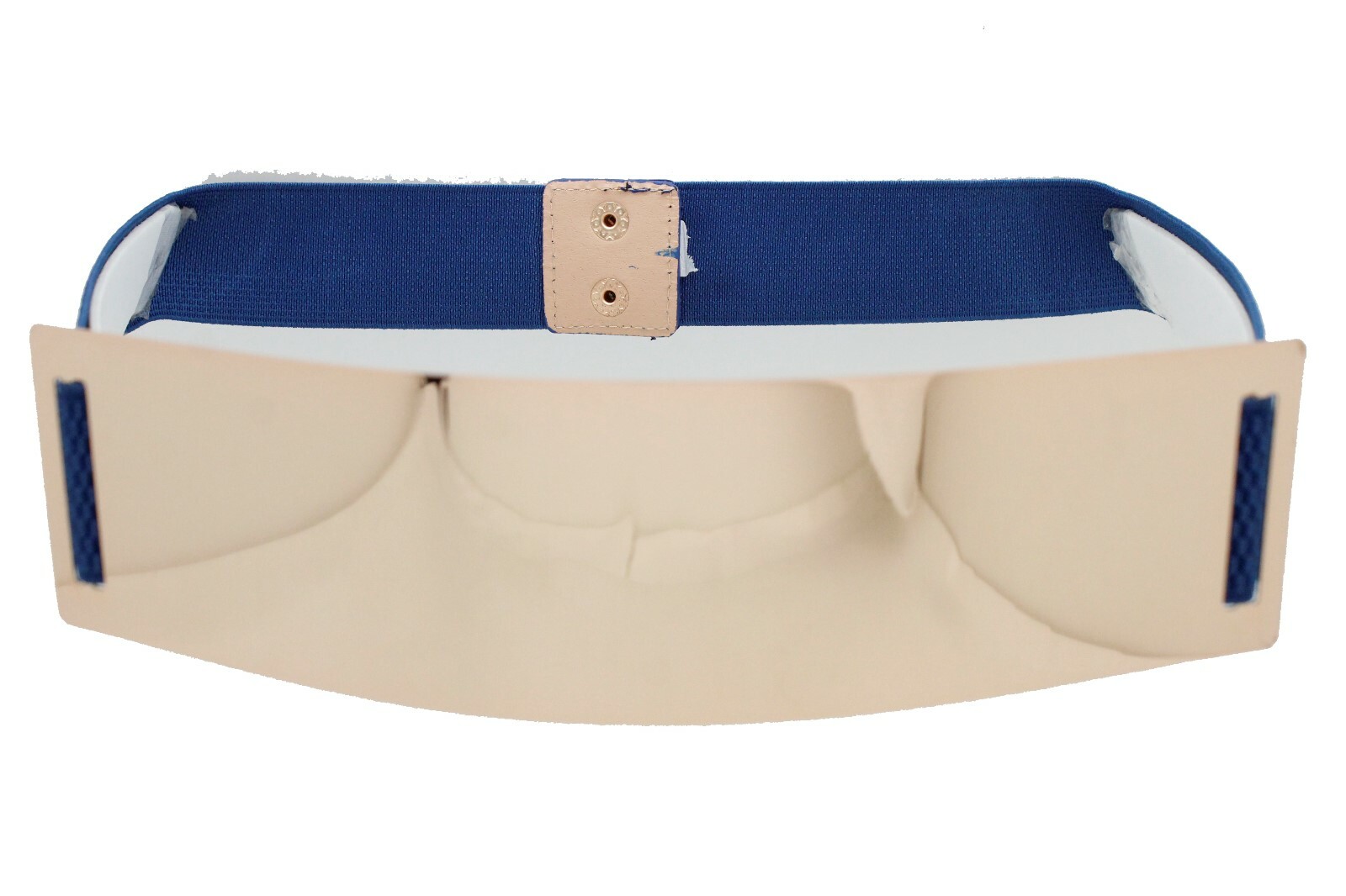 Women Gold Metal Plate Buckle Flashy Belt Hip Waist Elastic Blue Band ...
