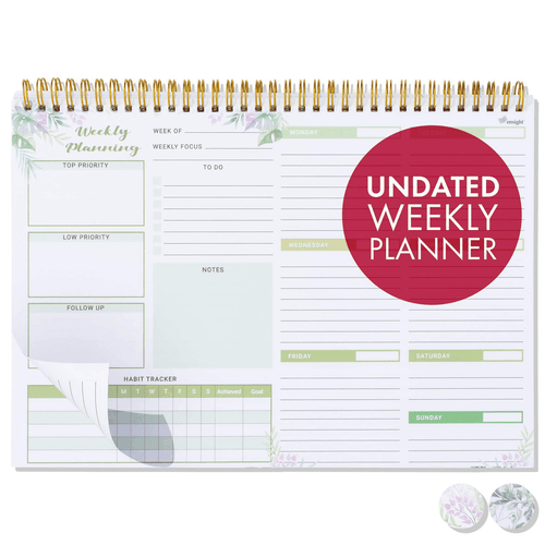 Weekly Undated Planner Notepad 8.5x12 – 52 Week Calendar & To Do List ...