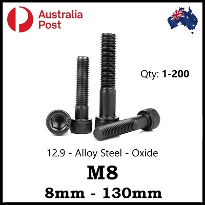 M8 (8mm) Hex Socket Head Cap 12.9 Screw s Bolt s Course Alloy Black ...