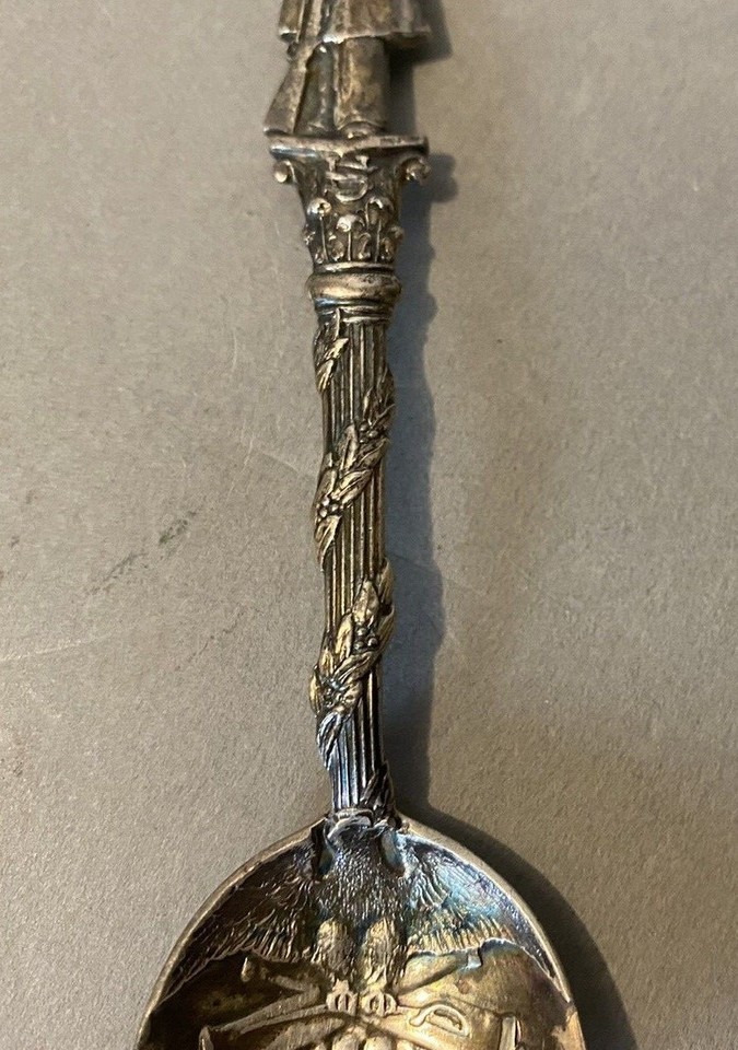 Antique Sterling Silver Patriotic Souvenir Spoon with Soldier & Eagle ...