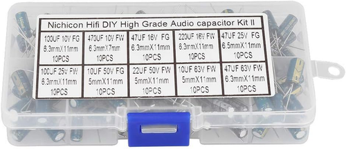 100Pcs DIY High Grade Audio Capacitor Assorted Electrolytic Capacitors ...