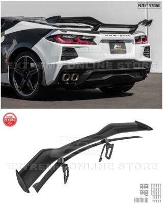 Z06 CARBON FIBER Rear High Wing Spoiler W/ Bracket For 20-Up Corvette ...