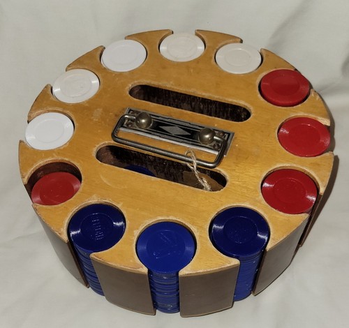 Vintage Wooden Rotating Poker Chip Carousel w/case & chips | eBay