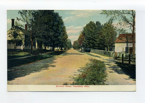Townsend MA Mass 1908 antique postcard, Brookline Street view, dirt ...