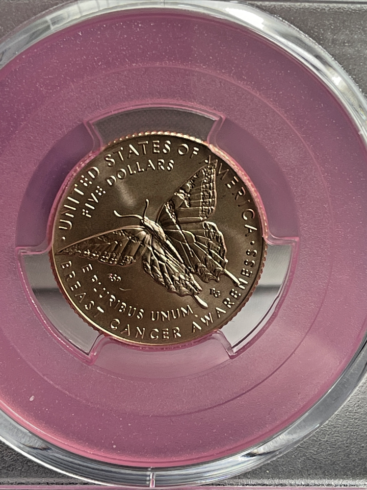 2018-W Set of 2 $5 Gold Coins PCGS MS70 / PR70DCAM Breast Cancer First ...