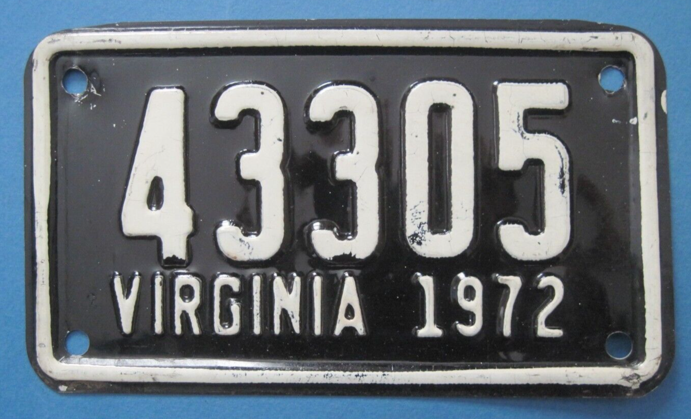 1972 Virginia Motorcycle License Plate | eBay