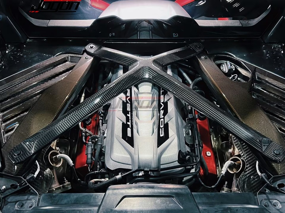 Real Carbon For Corvette C8 Z51 Coupe Stingray Coupe 2020+ Engine X ...