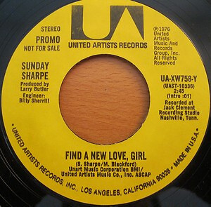 Sunday Sharpe - Find A New Love, Girl 1976 7", Promo United Artists ...