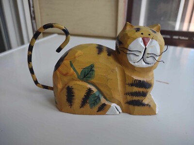 James Haddon Hand Carved Cat Sculpture Art Orange Tabby | eBay
