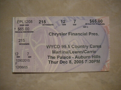 CARRIE UNDERWOOD/Leann Rimes/Martina McBride Concert Ticket Detroit, MI ...