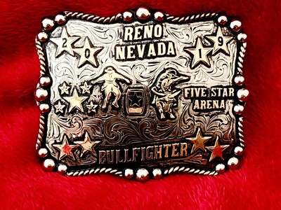 Rodeo Trophy Buckle Championship☆RENO NEVADA Bullfighter☆2019☆RARE☆630 ...