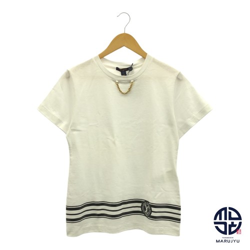 Louis Vuitton White Chained LV Striped Crew Neck T-shirt RW222J Used MARJ-0 | eBay