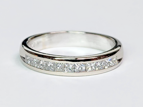 SIMPLE 14kw Gold Princess Cut 0.66 ctw Natural Diamond Channel Band ...