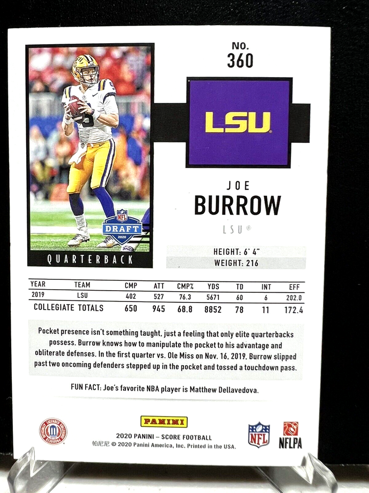 Joe Burrow 2020 Score Rookies #360 LSU BENGALS MINT ROOKIE CARD👌 | eBay