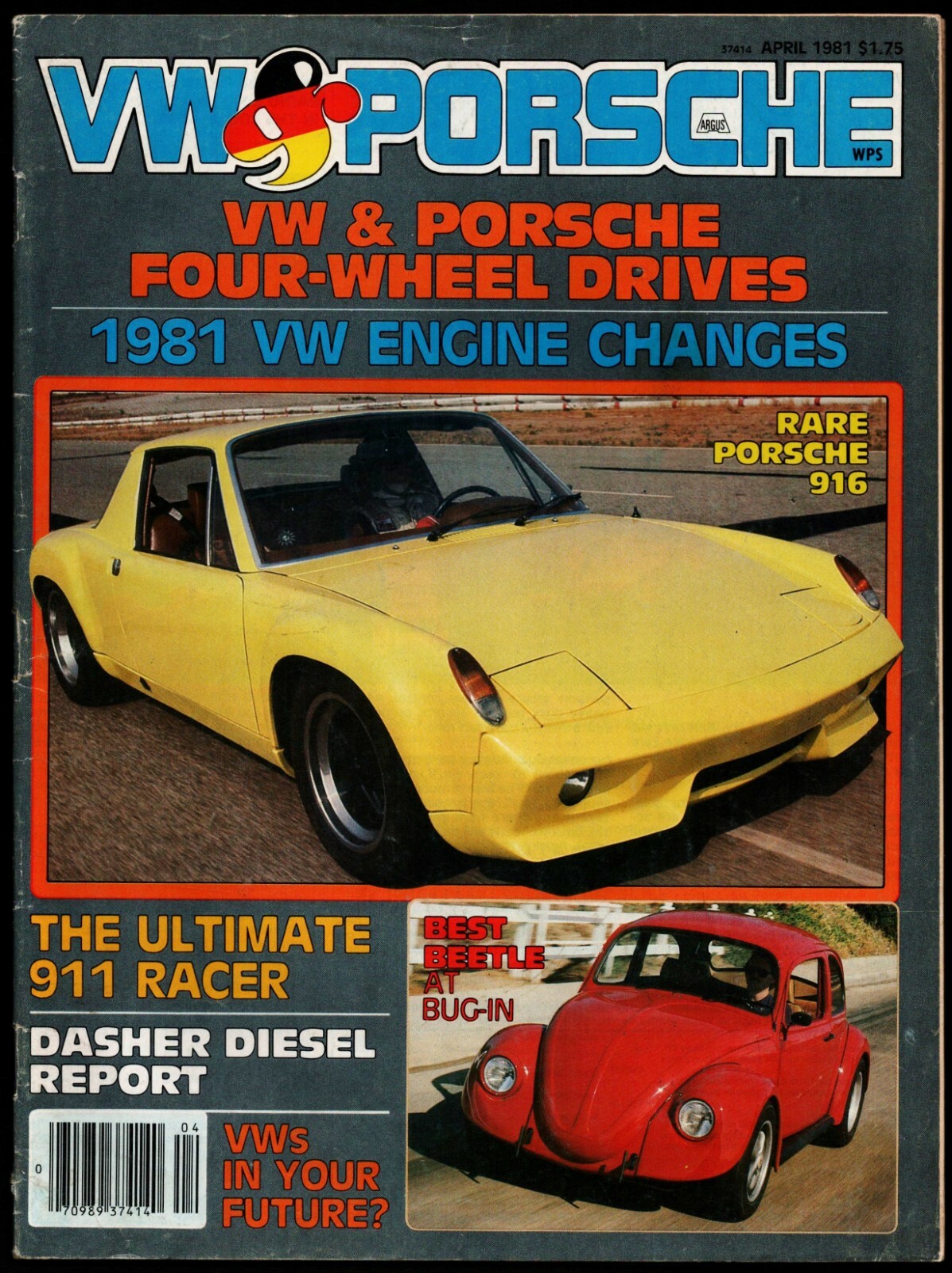 APRIL 1981 VW & PORSCHE MAGAZINE, 4 WHEEL DRIVE, RARE 916, 911 RACER ...