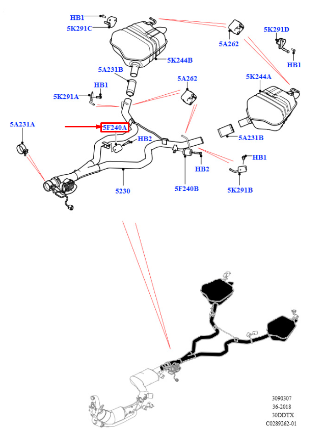 LAND ROVER DISCOVERY V L462 Exhaust System Damper LR088313 NEW GENUINE ...