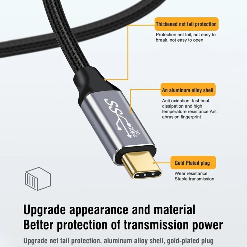 0.5meter USB-C to USB-C 3.2 Gen2 Type-C Charger Data Cable PD 100W 5A ...