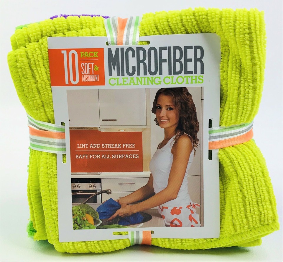 Microfiber Soft Absorbent All-Purpose Cleaning Cloth 10pc or Kitchen ...