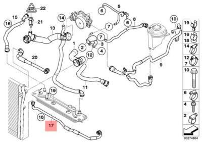 Genuine Radiator Coolant Hose BMW Hybrid X5 X6 E70 E71 E72 17127576378 ...