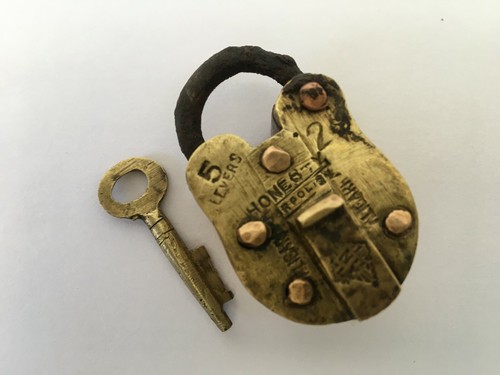 Lock Vintage Brass Bronze Padlock With Key Rich Patina Collectible 5 ...