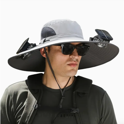 Solar Fan Sun Hat – Stay Cool Outdoors – Dual Fans, UV Protection, No ...