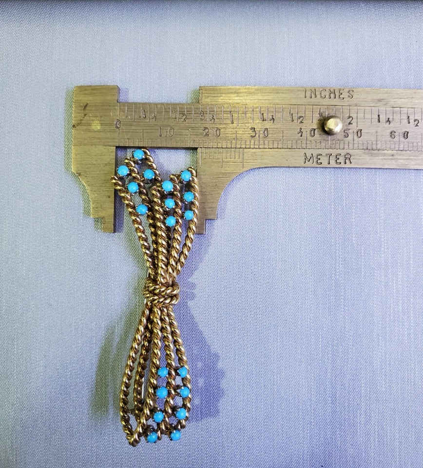 Stunning Retro 18 Karat Yellow Gold Fine Persian Turquoise Brooch/Pin ...