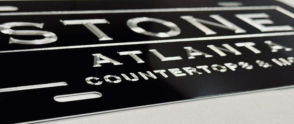 Custom YOUR Business Name Engraved Diamond Etched Metal License Plate ...